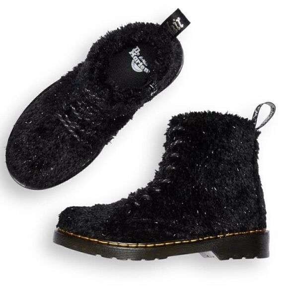 Dr. Marten Juniors New 1460 Pascal Tinsel Fur Lace Up Boots
